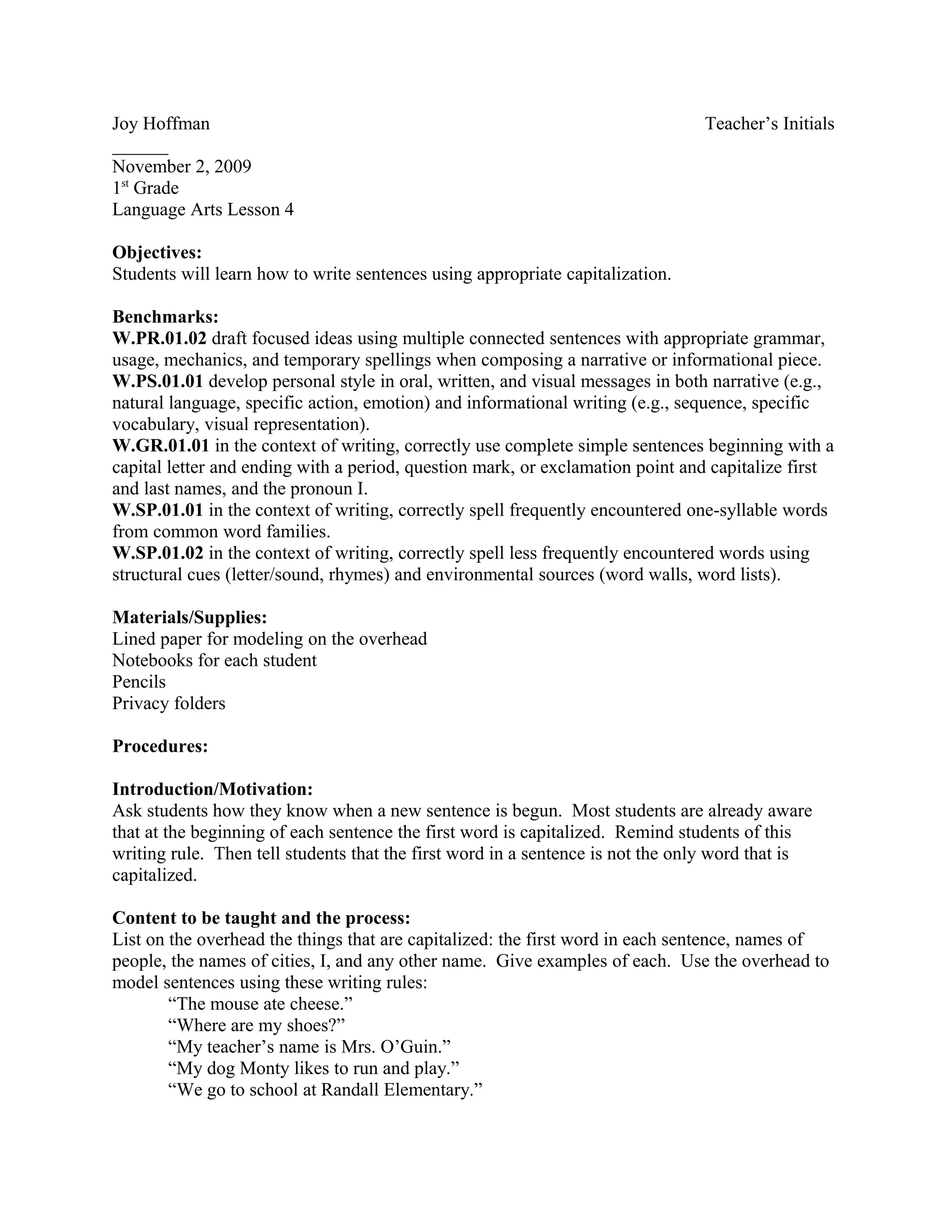 Student Teaching LA LP 4 | DOC