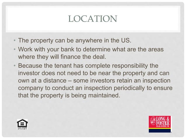 Investing in Triple Net Leased properties - power point show | PPSX