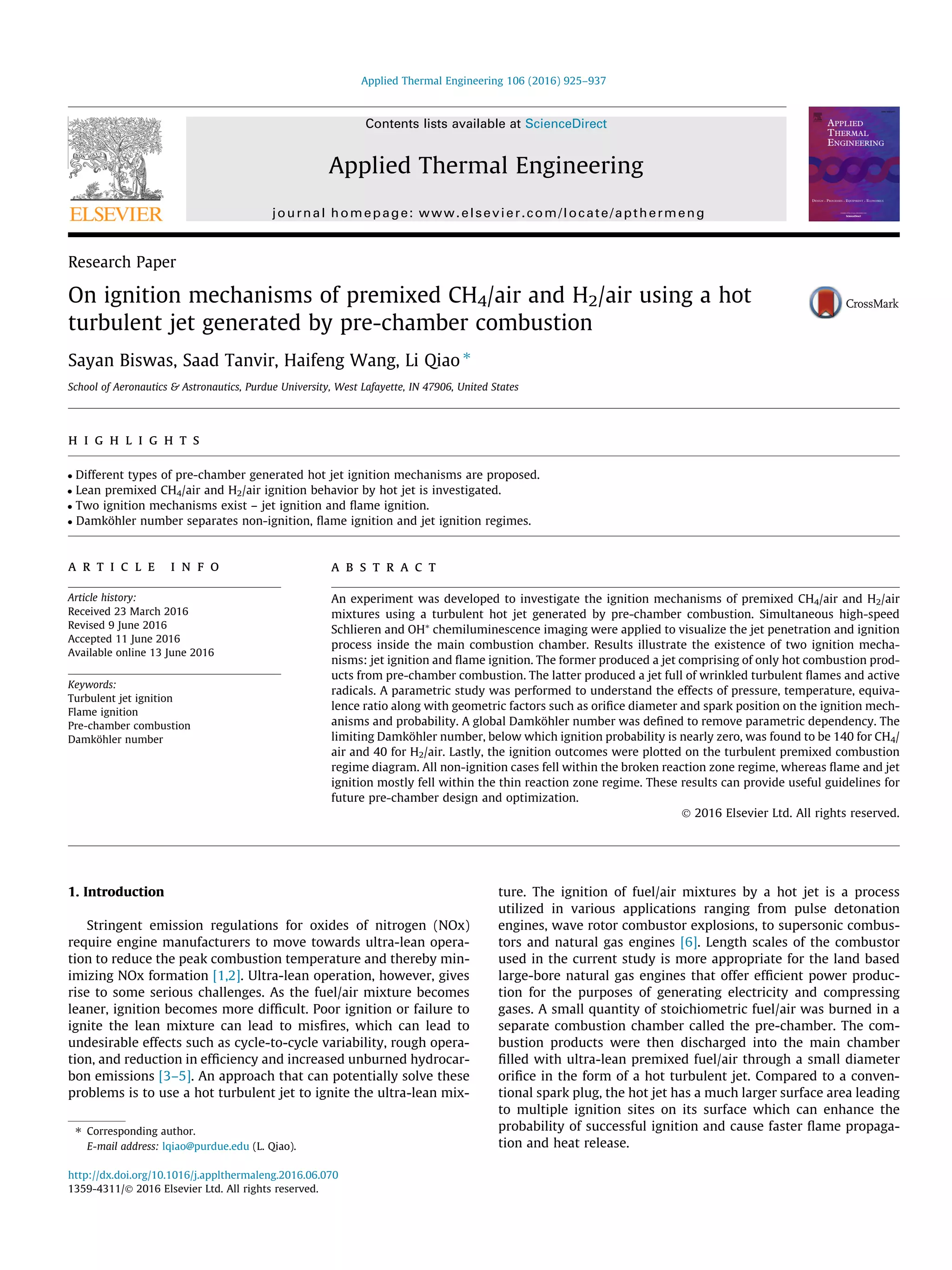 Exhibit 13 On ignition mechanisms of premixed CH4 air and H2 air using ...