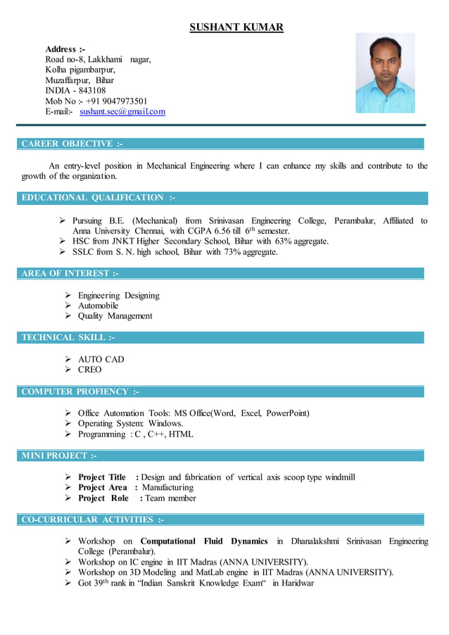 SUSHANT KUMAR resume | DOCX | Secondary Education | Education