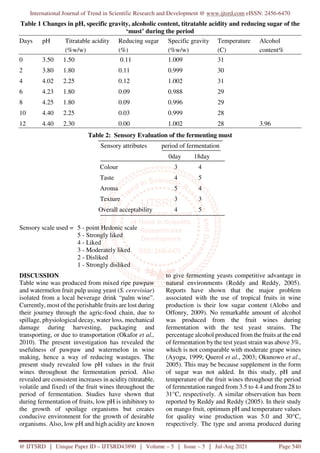 Investigation in the use of a Yeast Specie Isolated from a Fermented ...