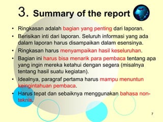 Structure of Report_Materi Training "REPORT WRITING SKILL" BNi Jkt | PPT