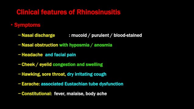 Clinical features and diagnosis of rhinosinusitis | PPT