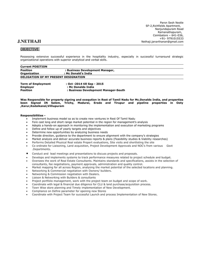 Resume(Nethaji) (1) | PDF