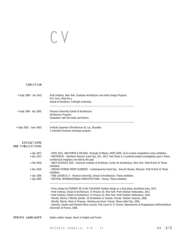 BIO & CV Michele Zanella | PDF