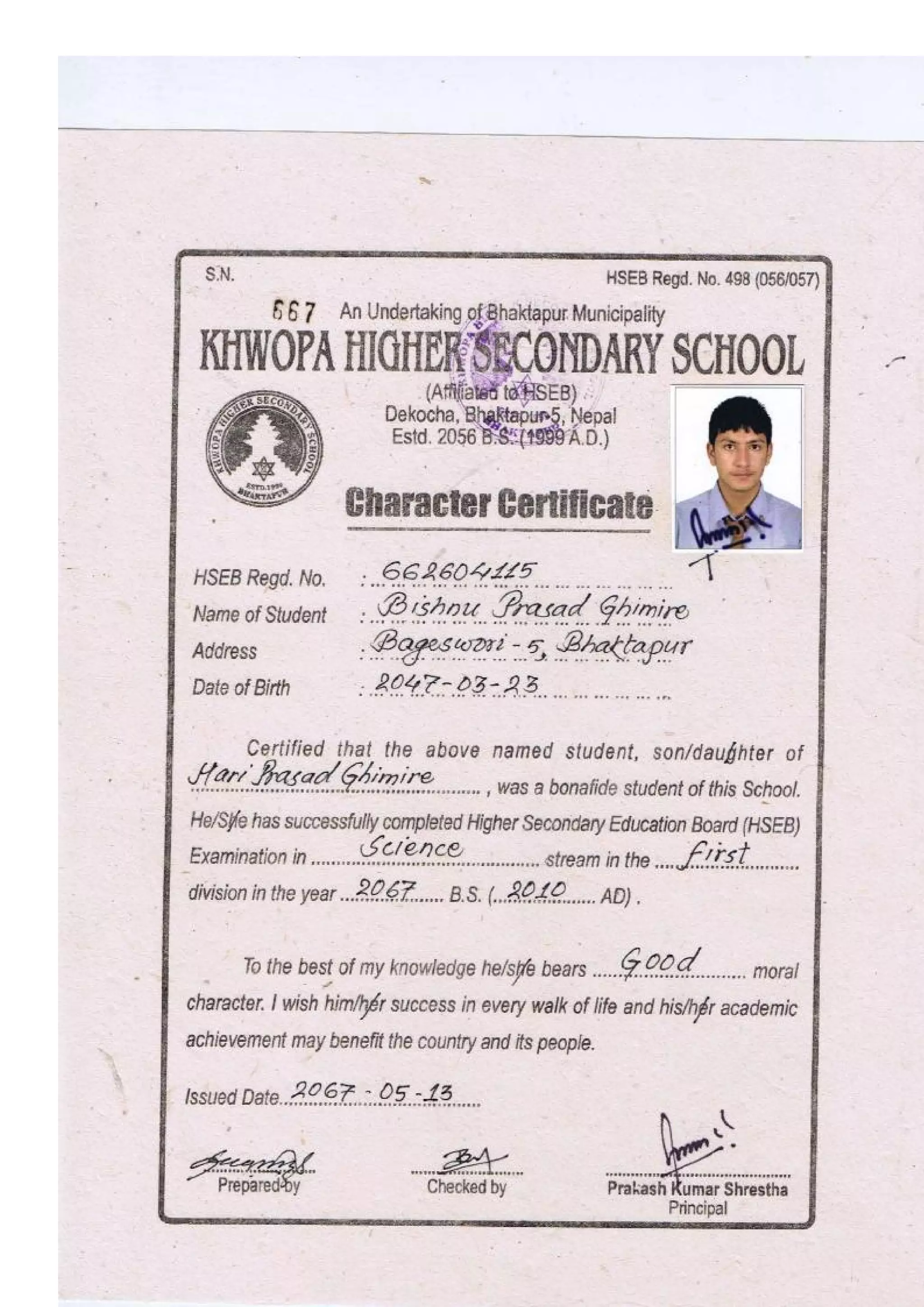 HSEB Character | PDF