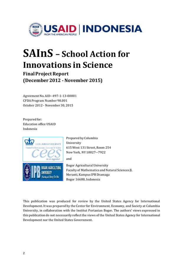 RJohnson Portfolio USAID Project Report Example STEM activities (10 ...