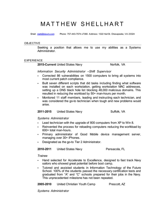 Matthew Shellhart Resume | PDF | Free Download