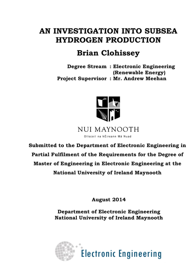 An Investigation into Subsea Hydrogen Production | PDF