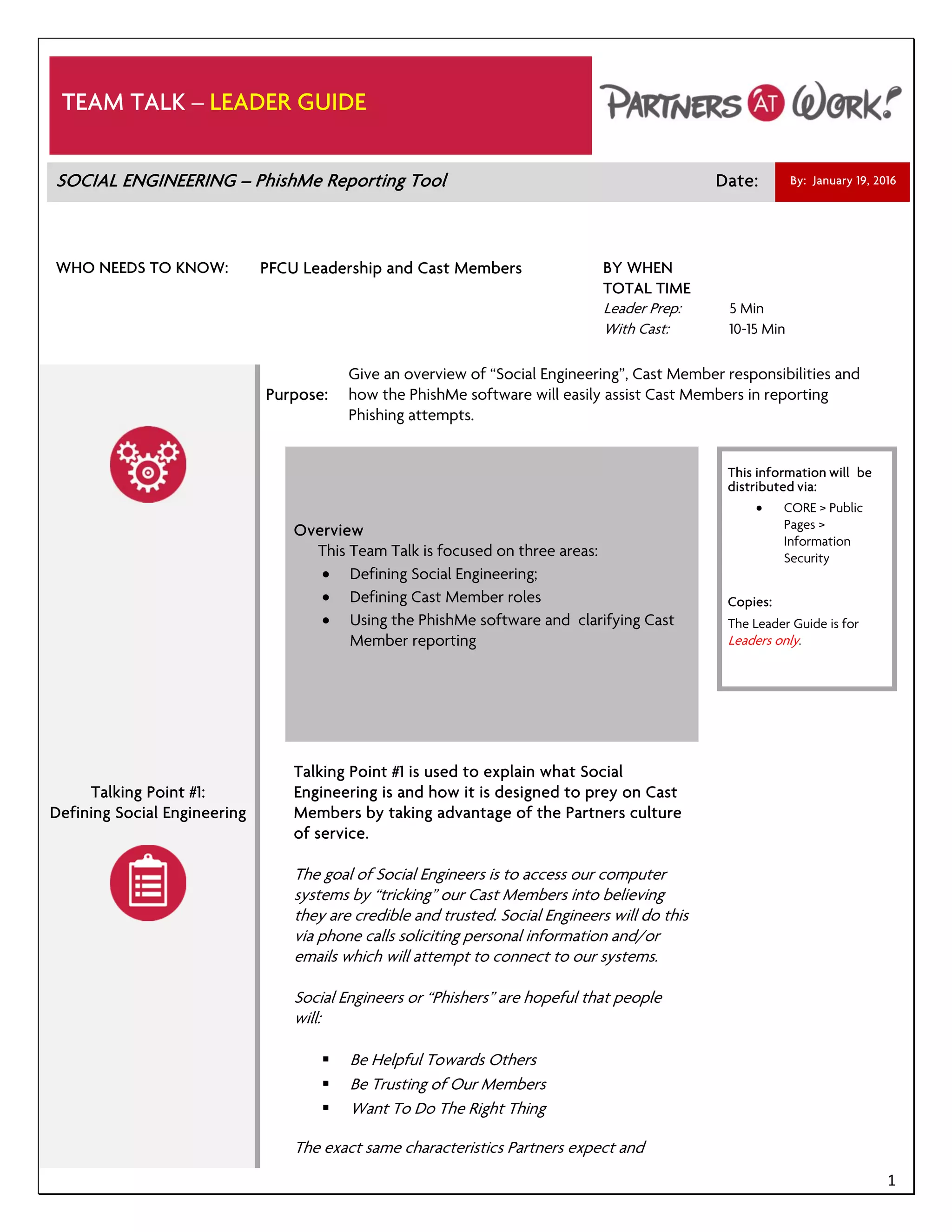 Social Engineering Team Talk 1 PhishMe Leader Guide Final | PDF