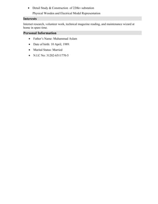 Electrical Engineer -Nabeel Cv (1) | DOC