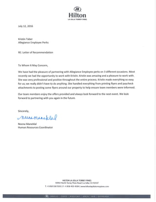 Hilton Letter of Recommendation | PDF