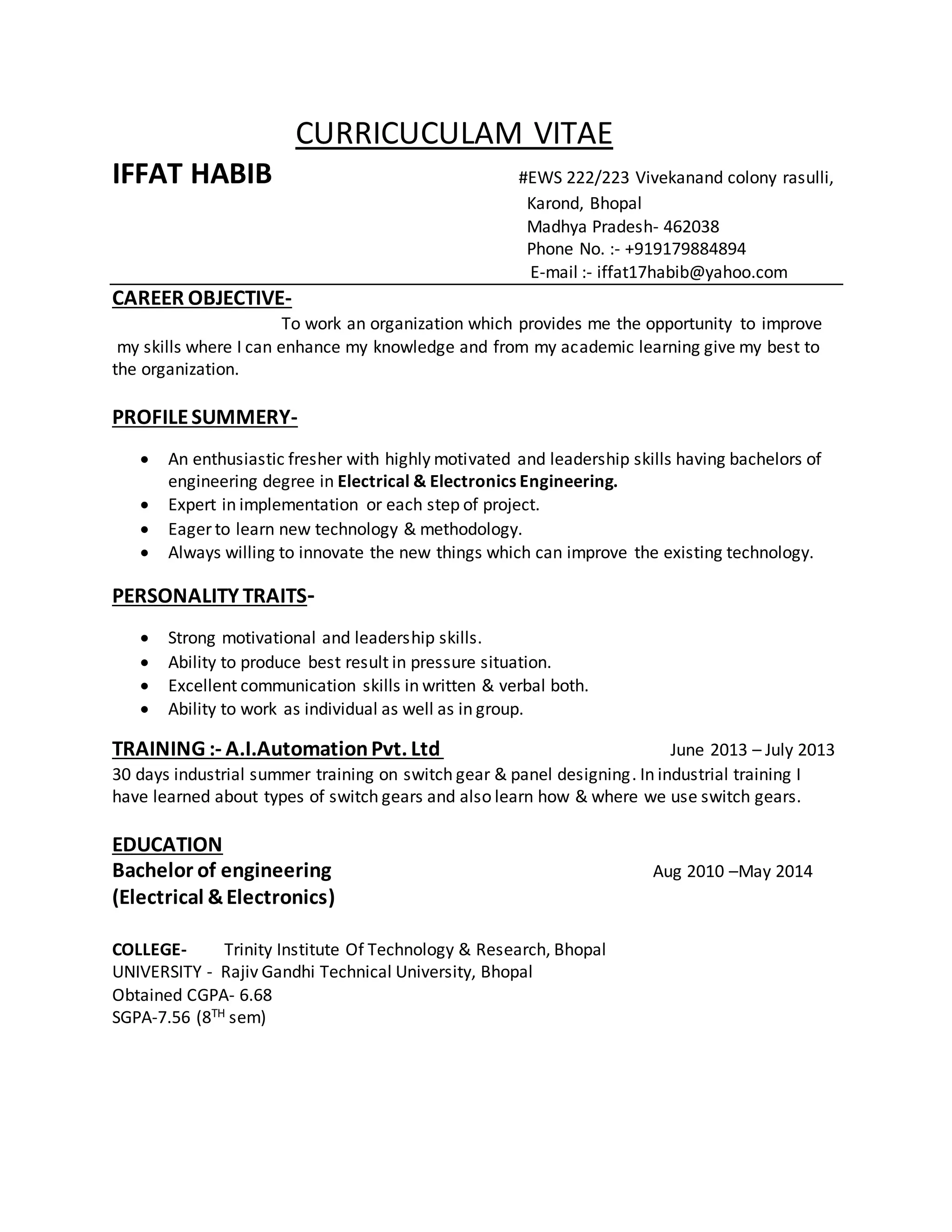 Iffat Resume | DOCX
