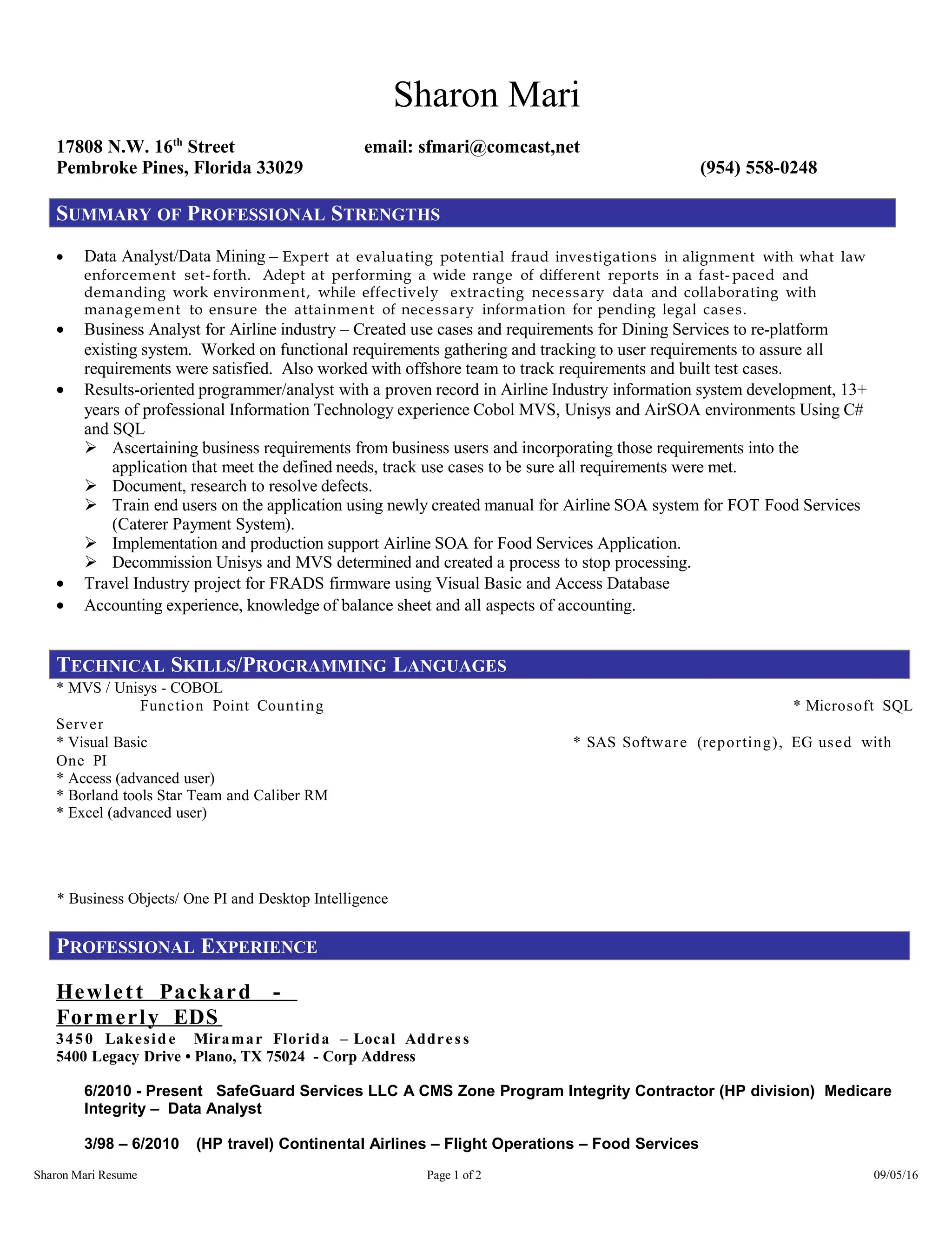 Sharon Mari resume | DOC