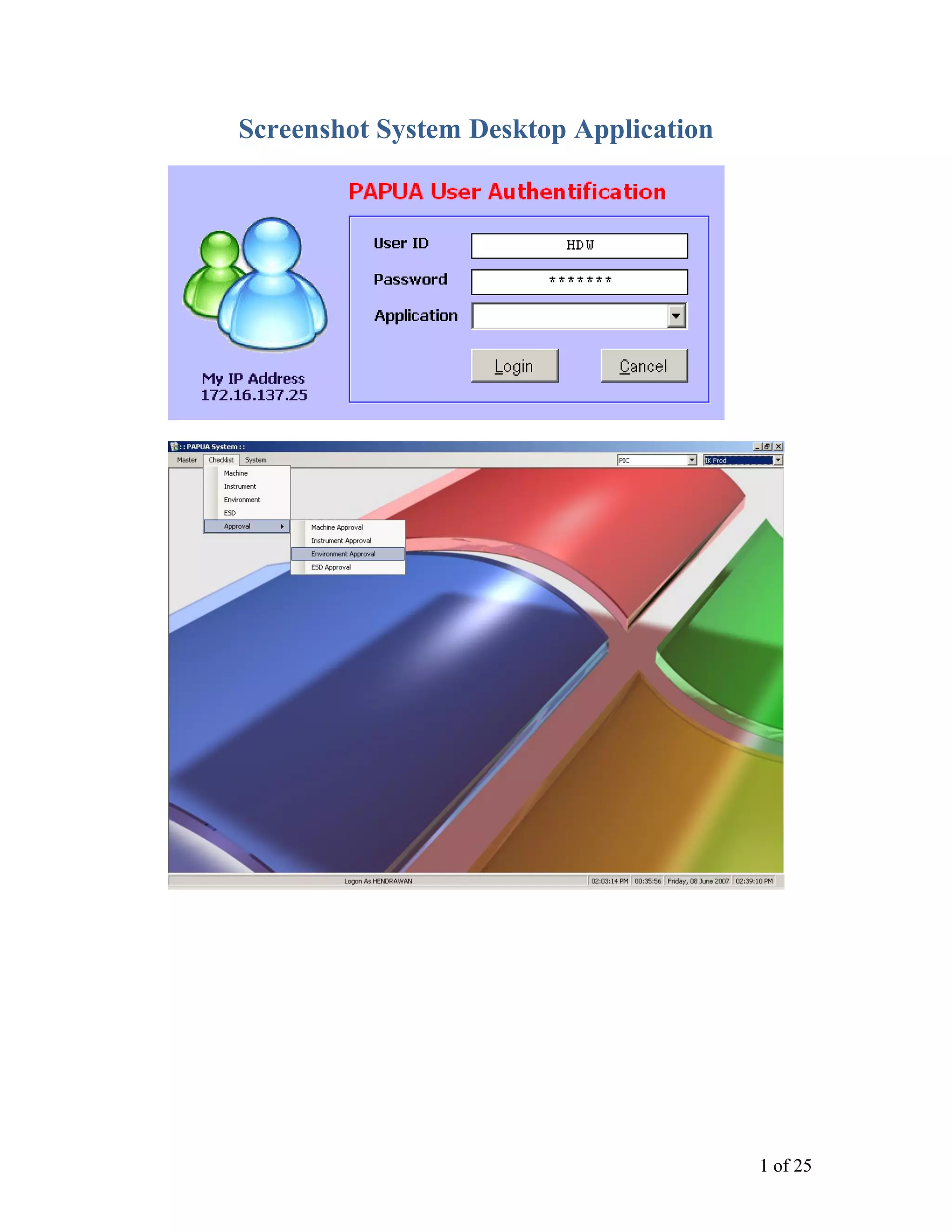 Screenshot of Desktop System Application Complete | PDF