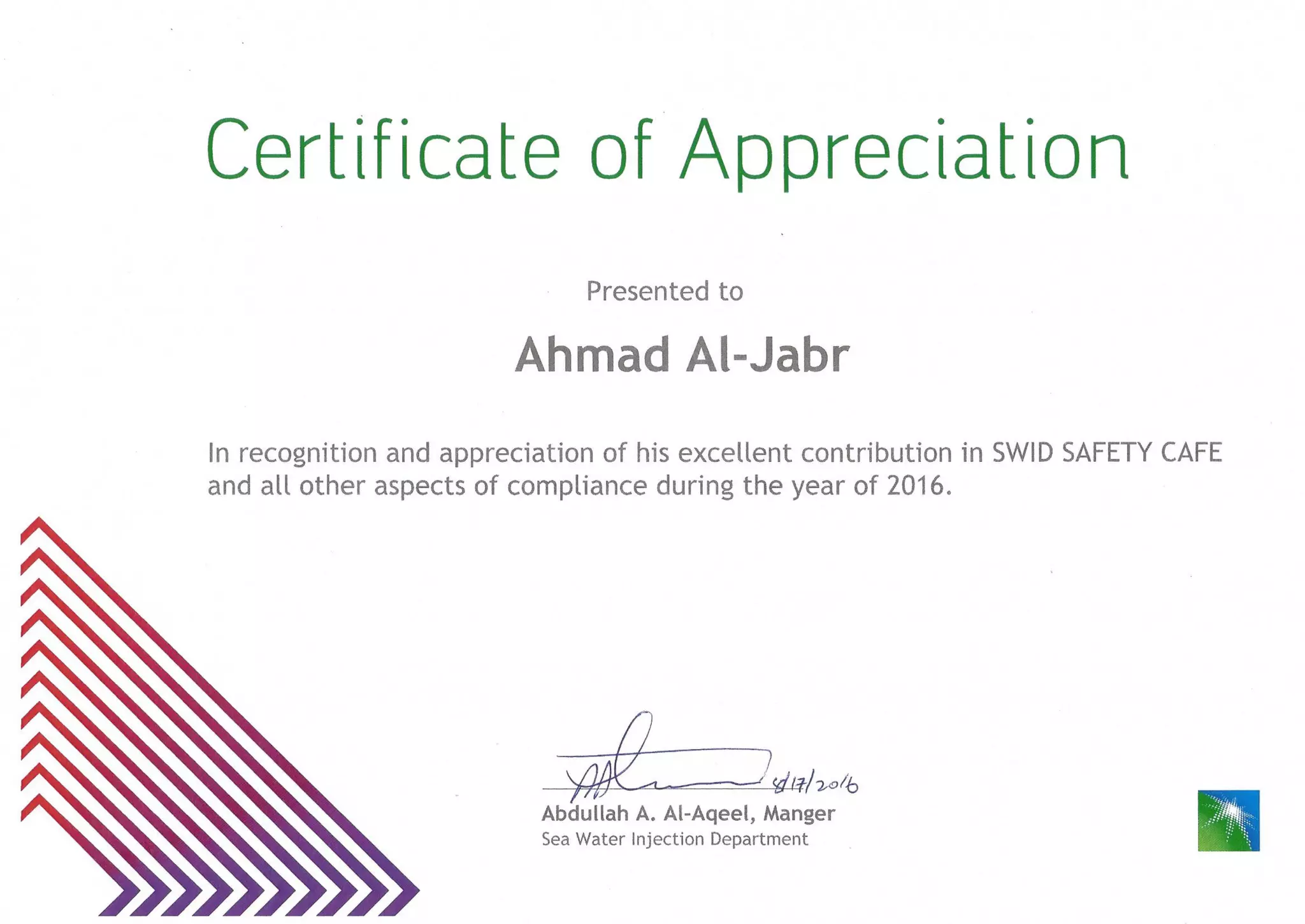 Safety Cafe Certificate of Appreciation | PDF