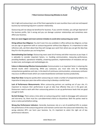 7 common mistakes to avoid when outsourcing | PDF