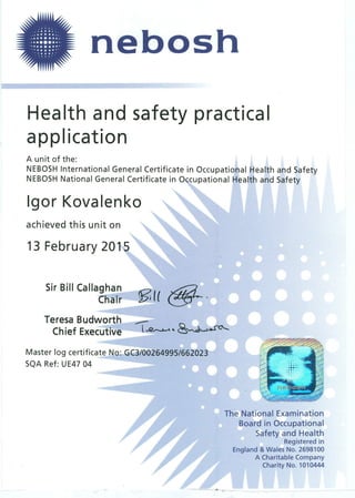 NEBOSH-Health and Safety Practical Application | PDF