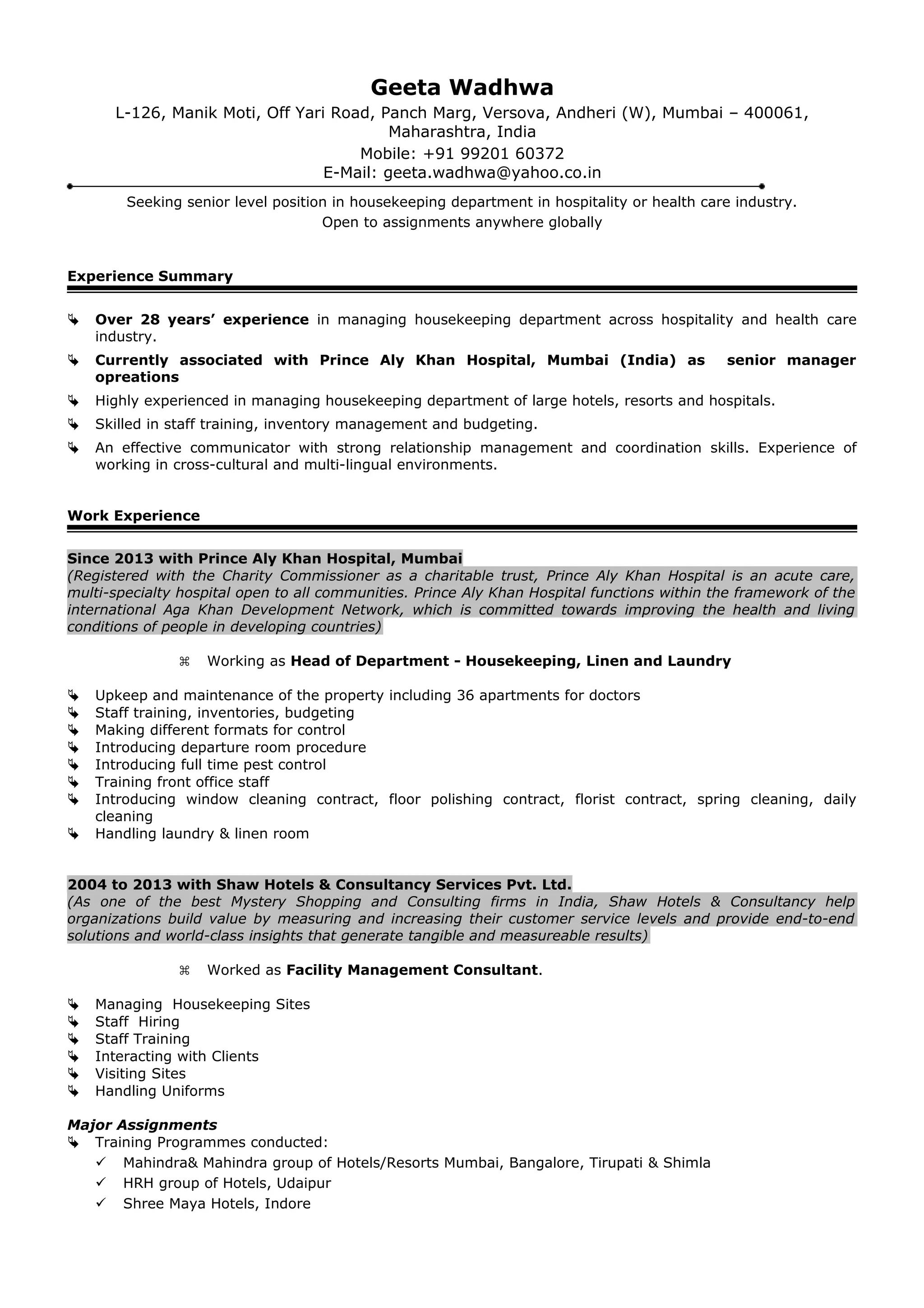 Geeta Wadhwa Resume sep 2015 | DOC