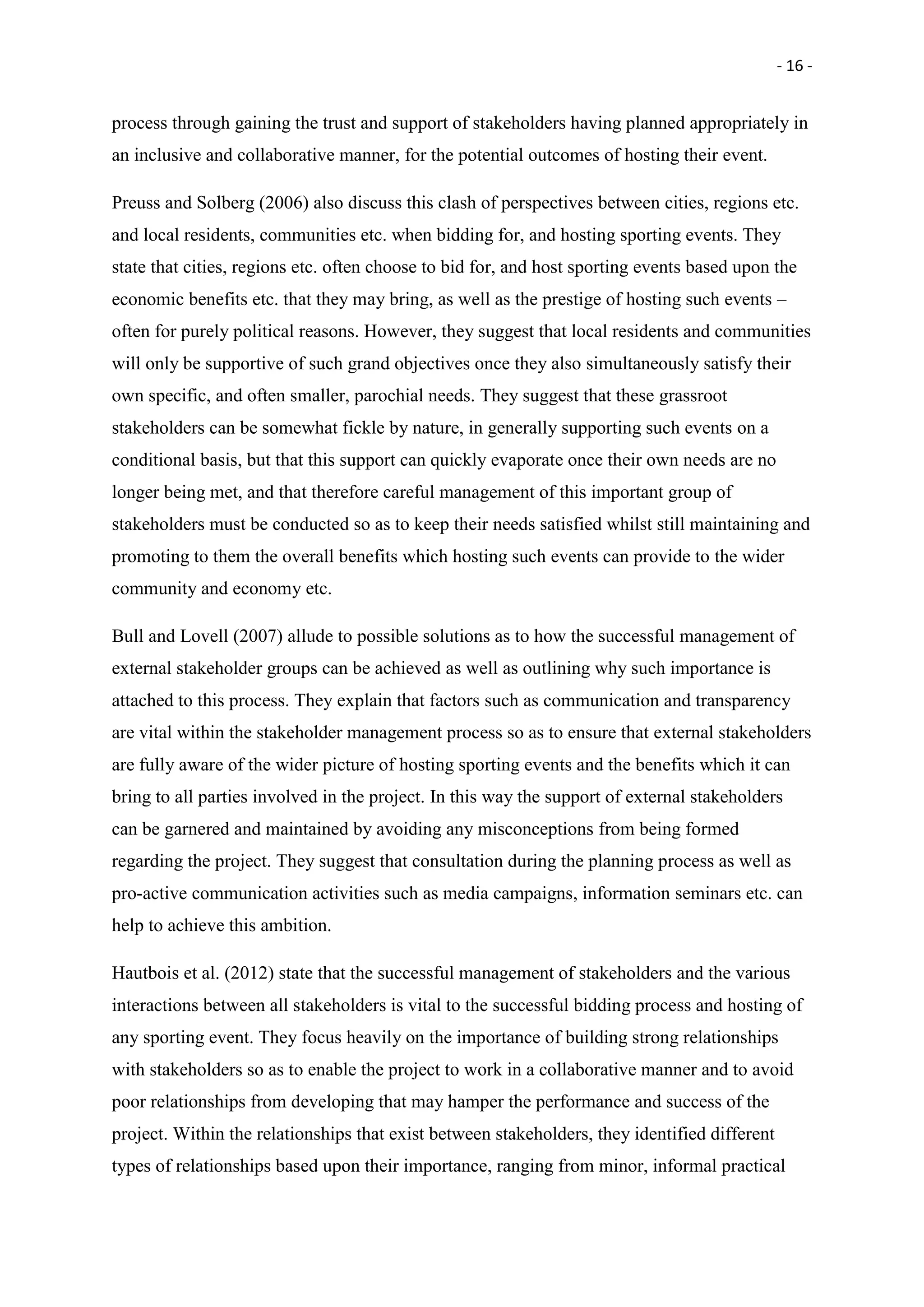 Thesis - External Stakeholder involvement in the Sporting Event process ...