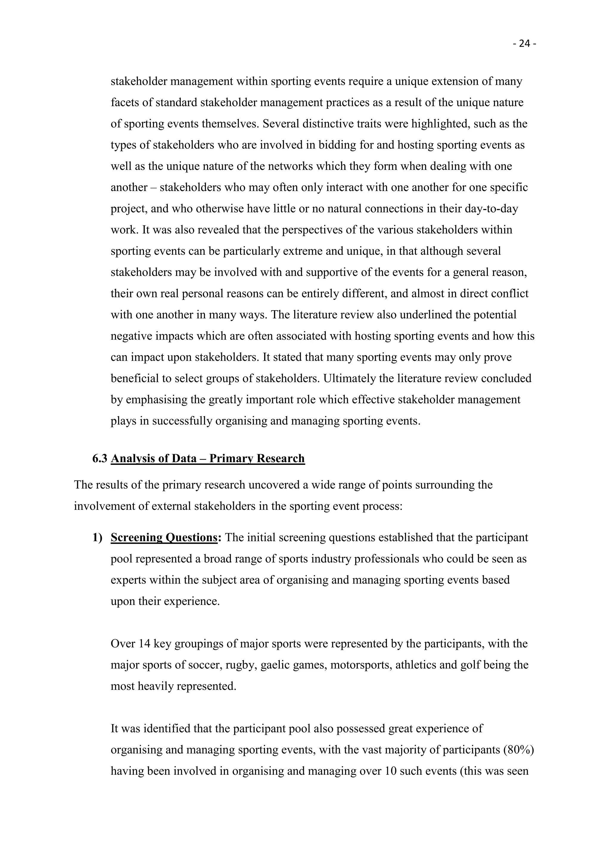 Thesis - External Stakeholder involvement in the Sporting Event process ...