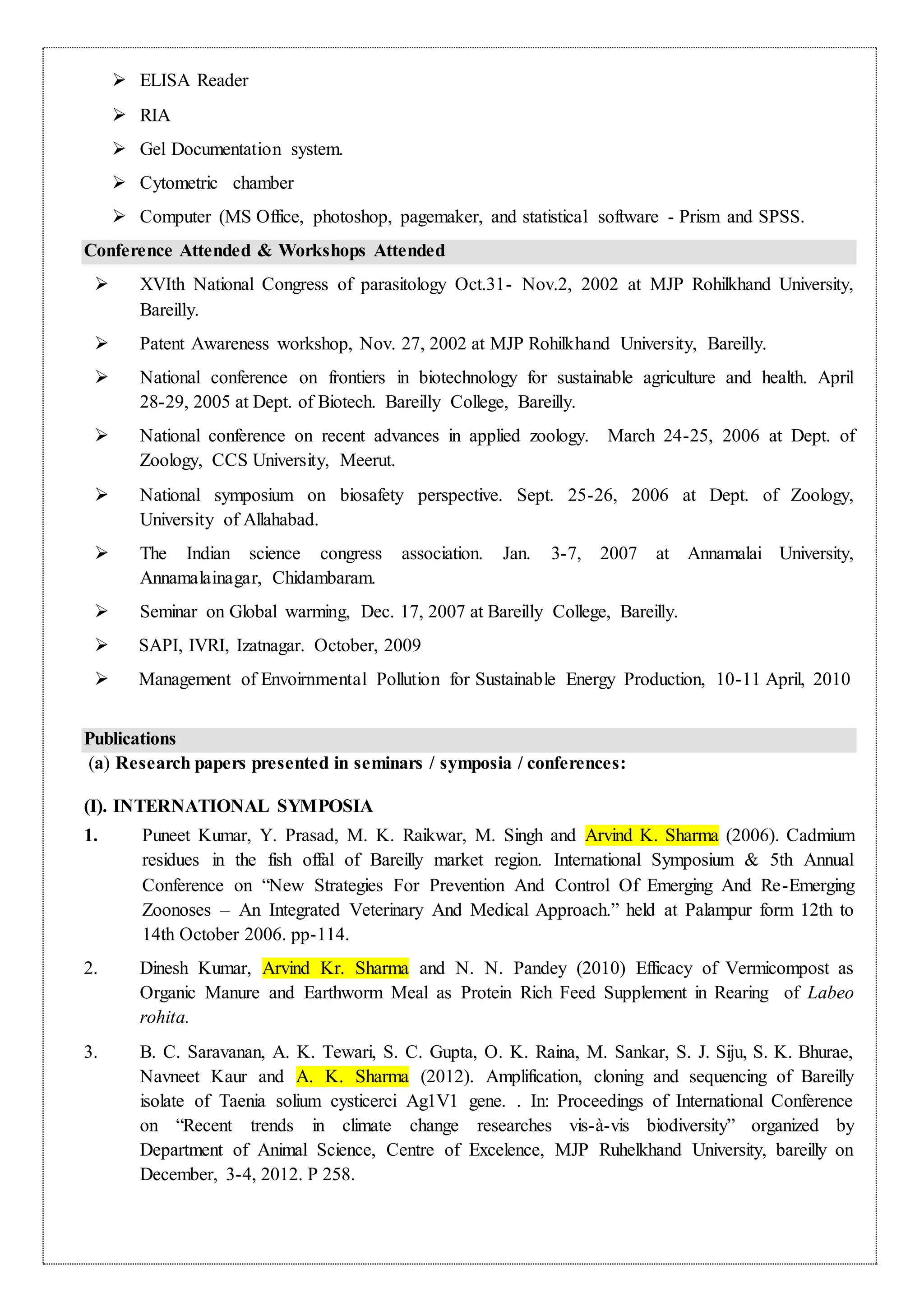 Dr Arvind Sharma RESUME | DOCX