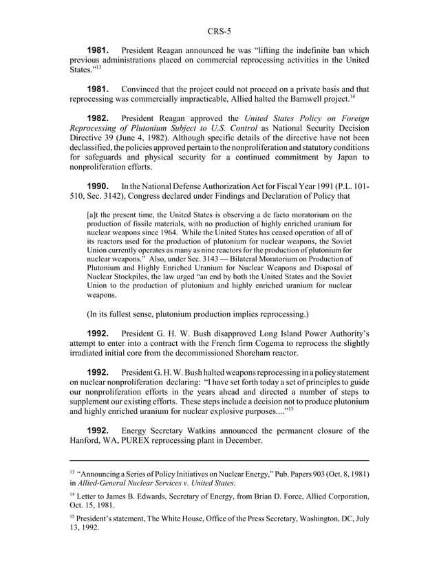 RS22542 Nuclear Fuel Reprocessing | PDF