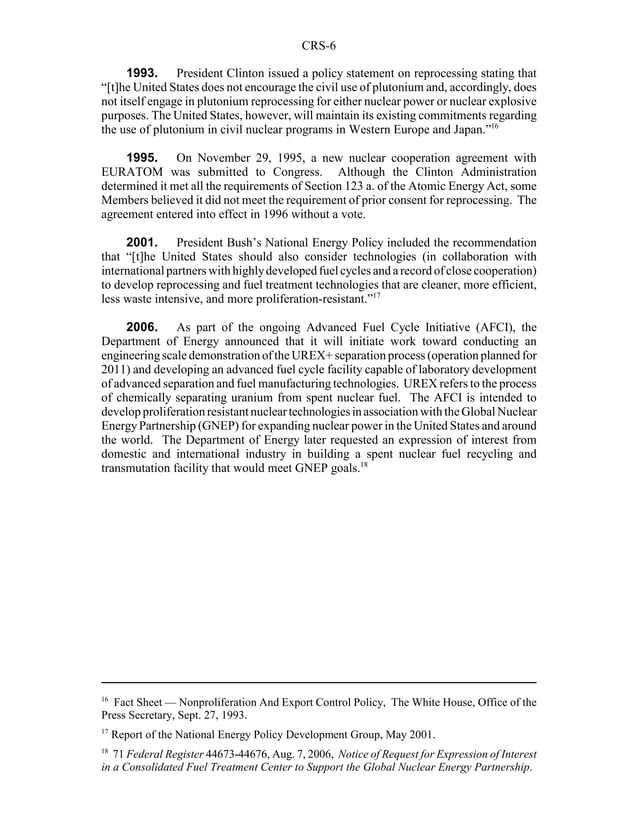 RS22542 Nuclear Fuel Reprocessing | PDF