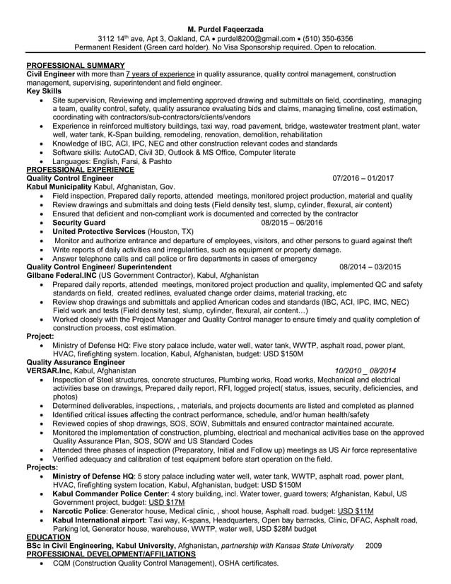 Purdel Faqeerzada Resume | PDF