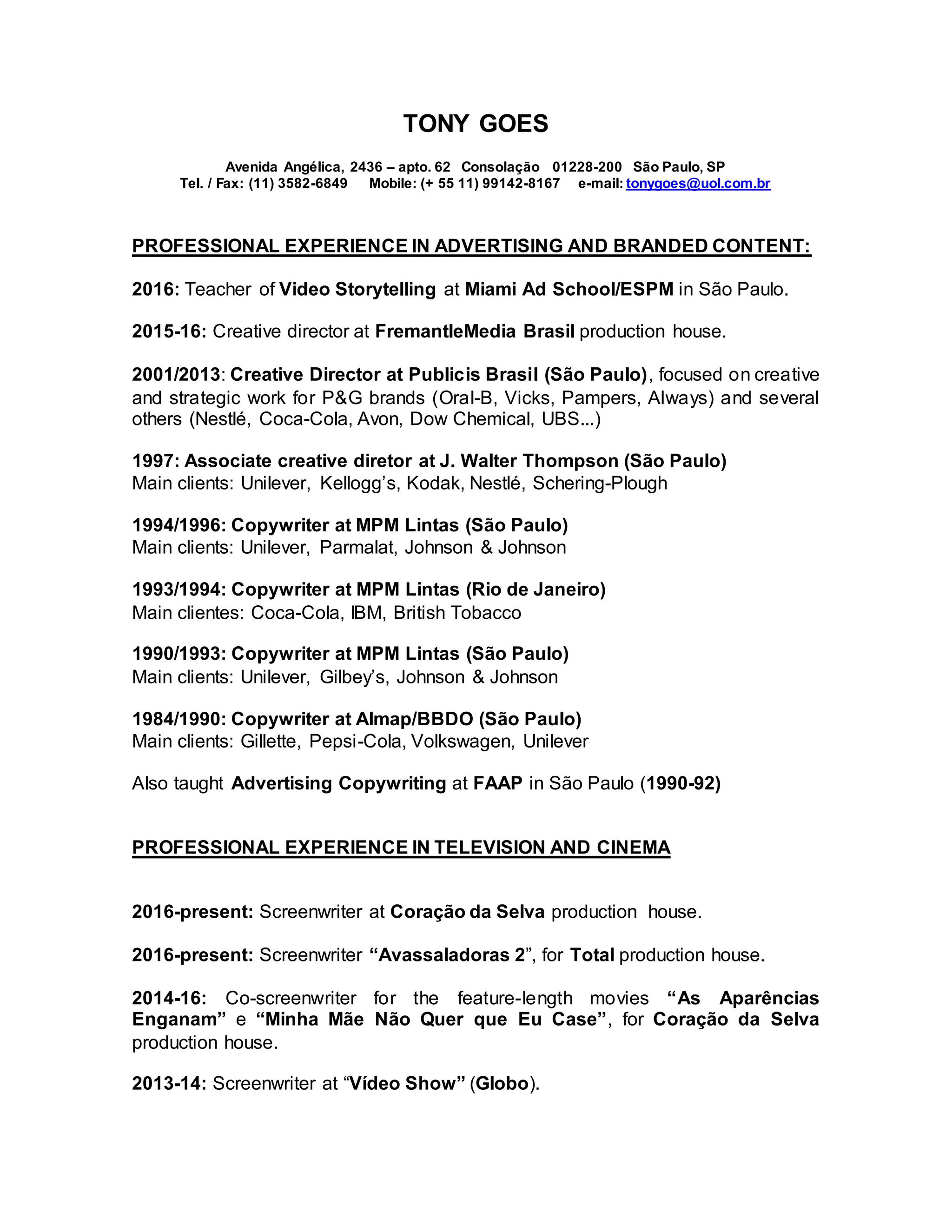 CV - Tony Goes | DOCX