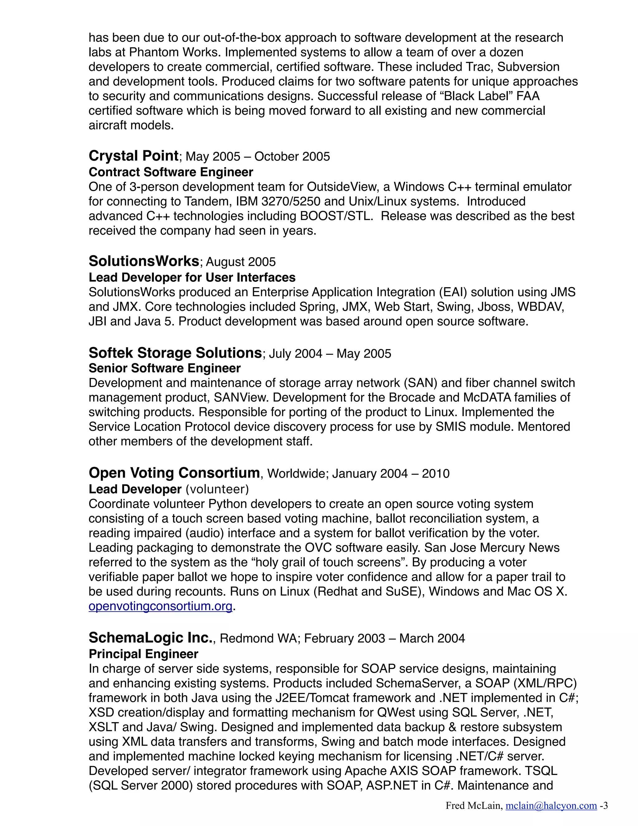 FredMcLainResumeB | PDF