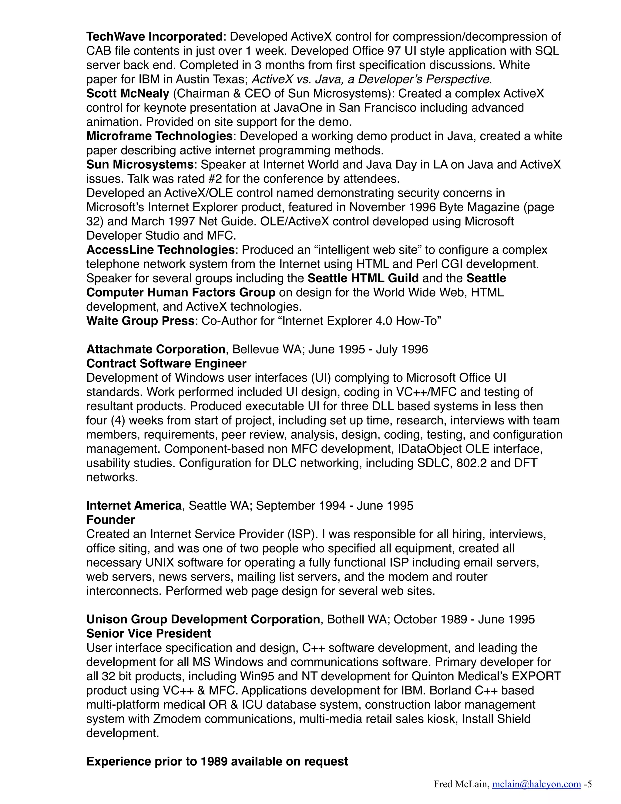 FredMcLainResumeB | PDF