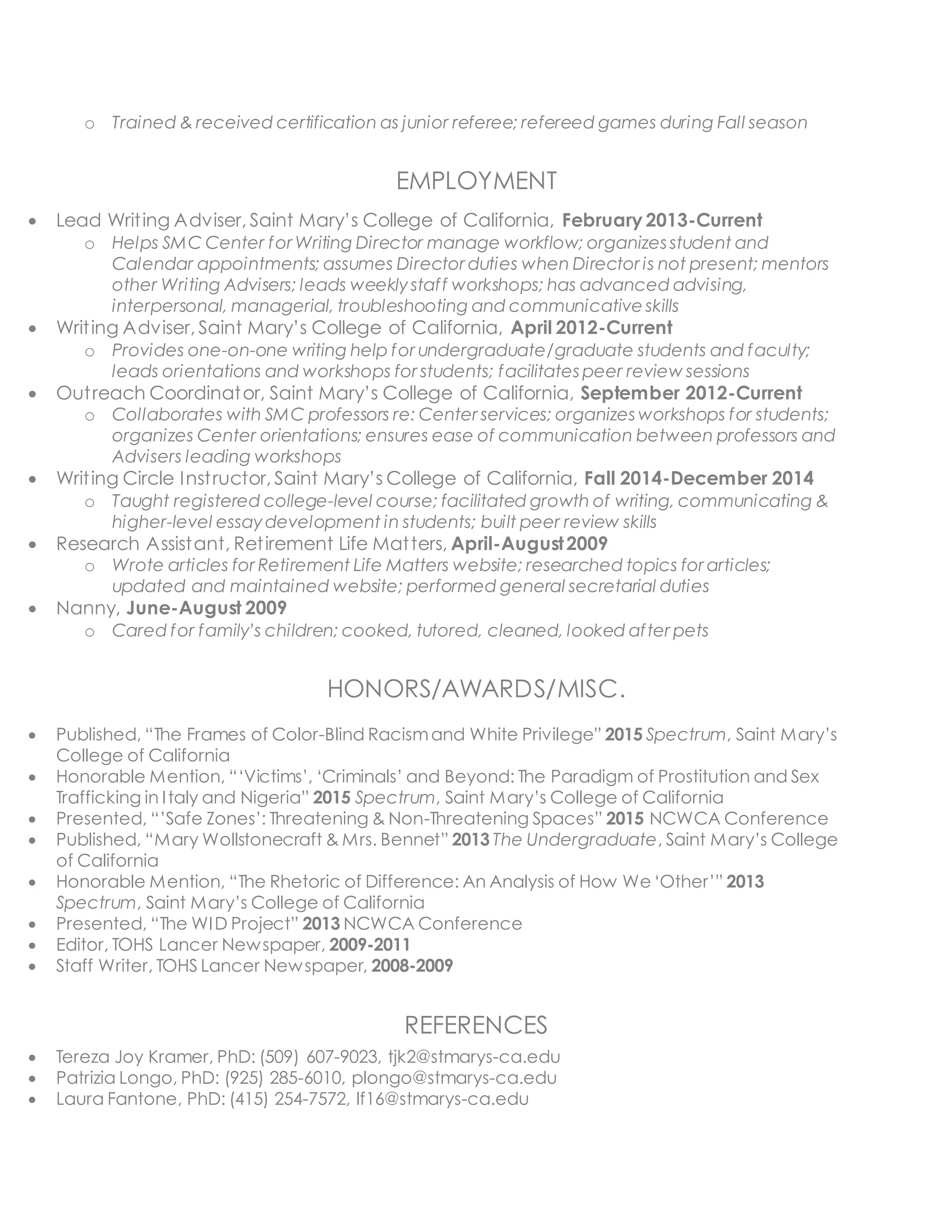 Caitlin Wire's Resume 2015 | DOCX