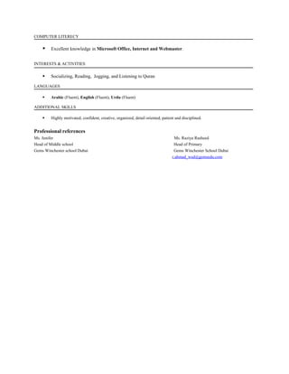 Mohamad Javid Iqbal CV | DOC | Professional School | Postgraduate Education