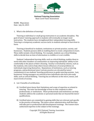 Jones, M., NTA 2015 Basic Level Webinar Assessment | DOC