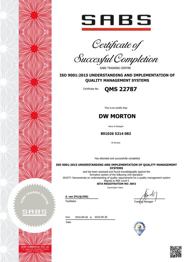 QMS Certificate | PDF