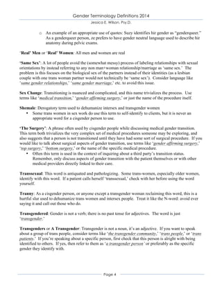 Gender Terminology Definitions 2014 | PDF