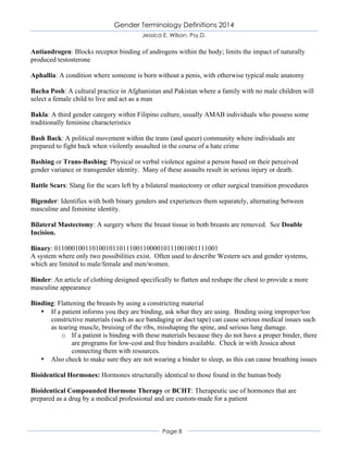 Gender Terminology Definitions 2014 | PDF