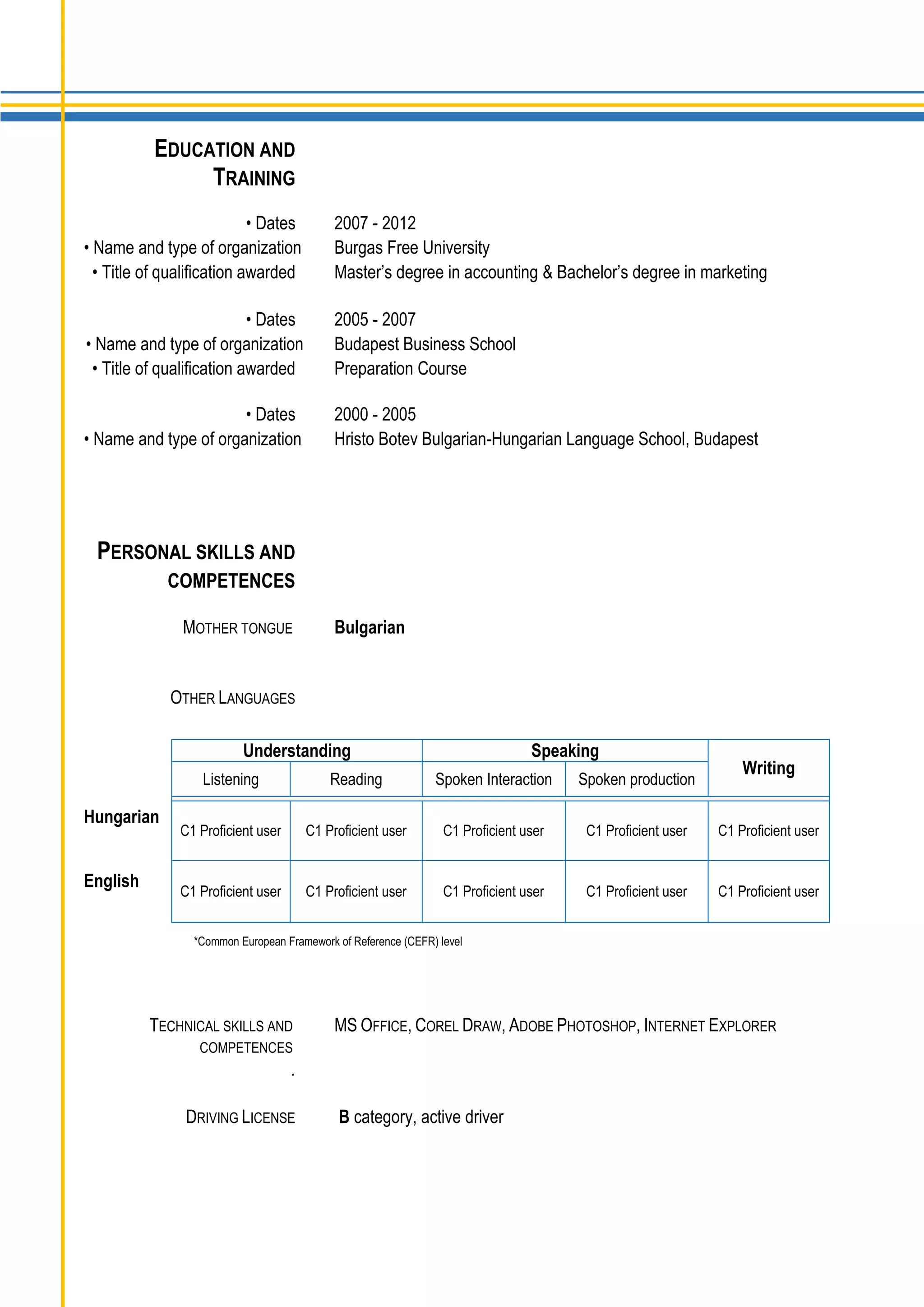 CV Boryana Siderova EN | PDF