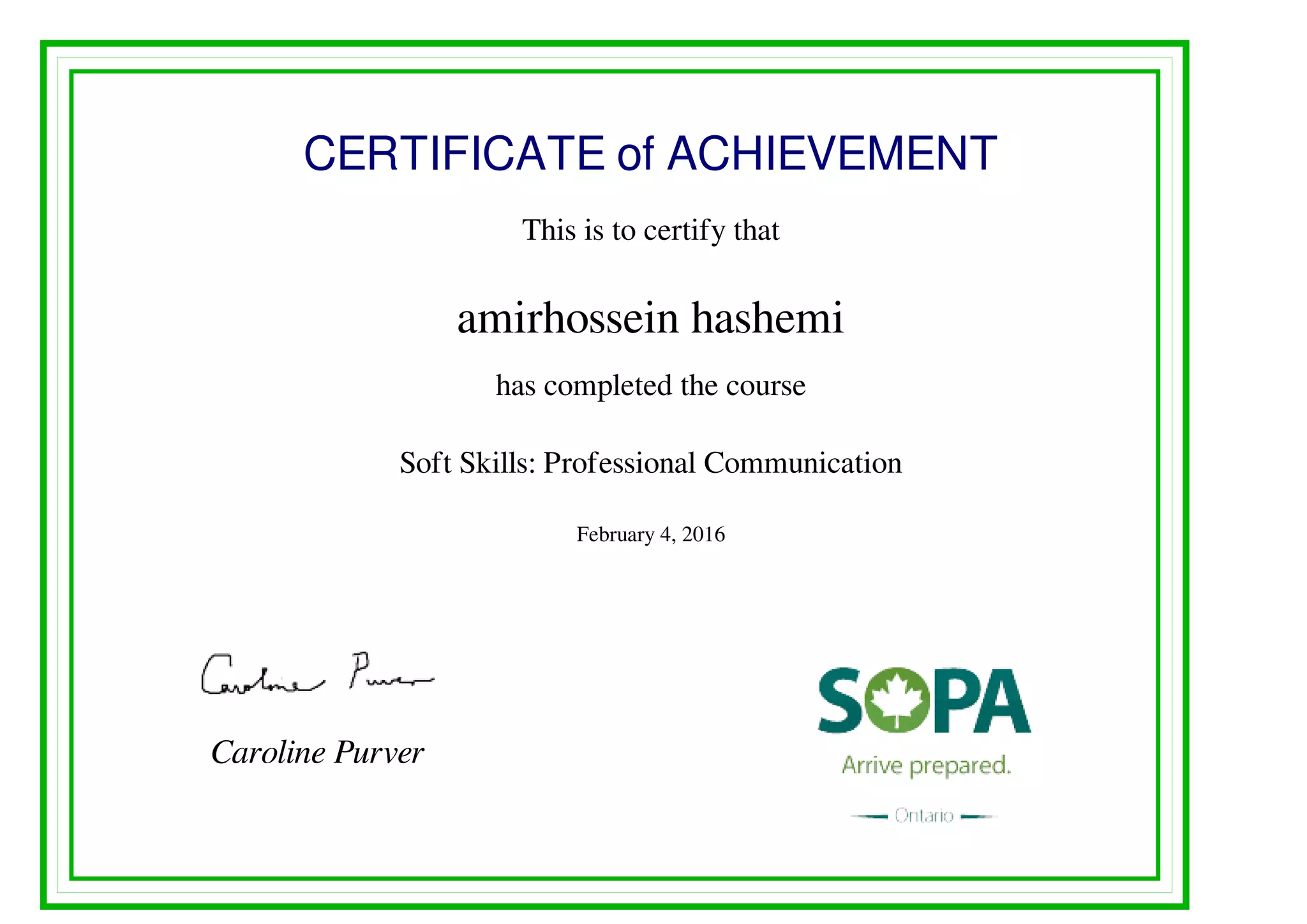 Soft Skills PC _Certificate of Achievement | PDF