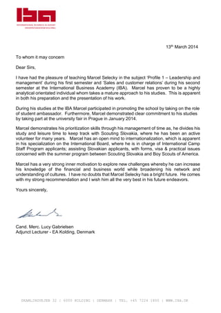 Recommendation letter IBA | PDF