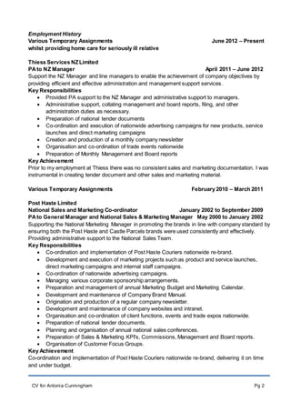 CV Antonia Cunningham | DOCX | Business Administration | Business