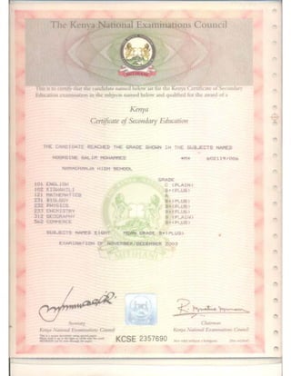 KCSE Cert | PDF