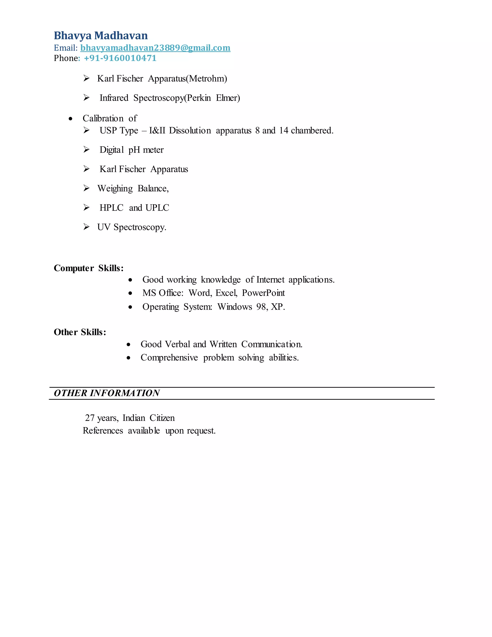 Bhavya Madhavan updated CV | DOCX