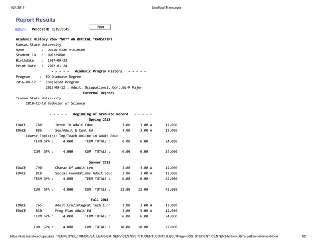 Kansas State Final Transcript | PPT