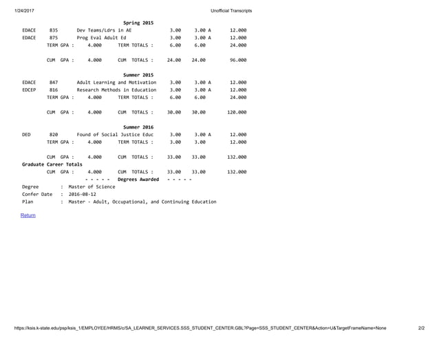 Kansas State Final Transcript | PPT