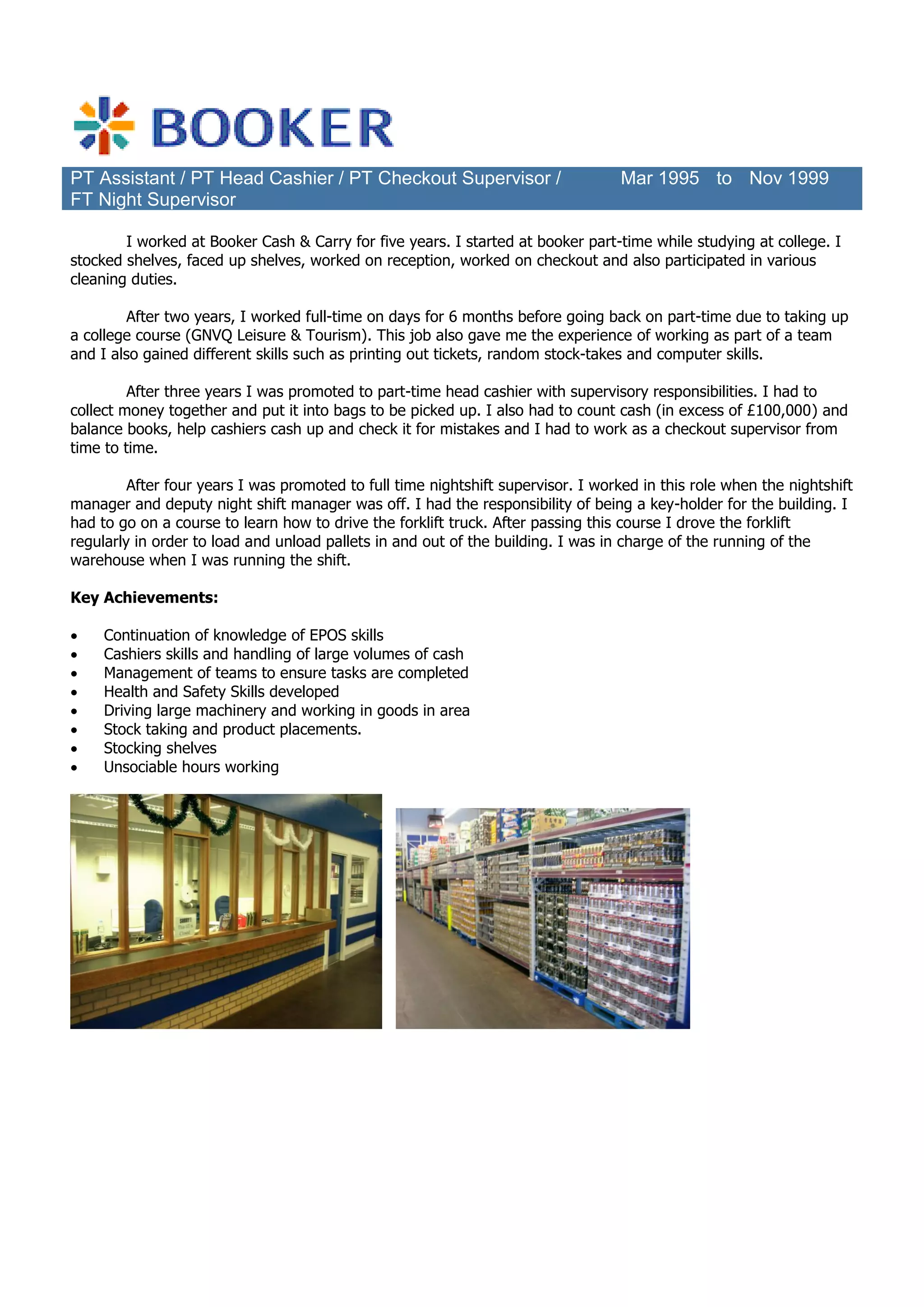 Booker PT head cashire | PDF