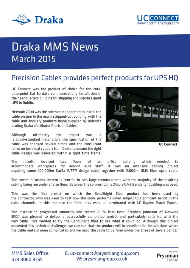 PRECISION CABLES PROVIDES PERFECT PRODUCTS FOR UPS HQ | PDF