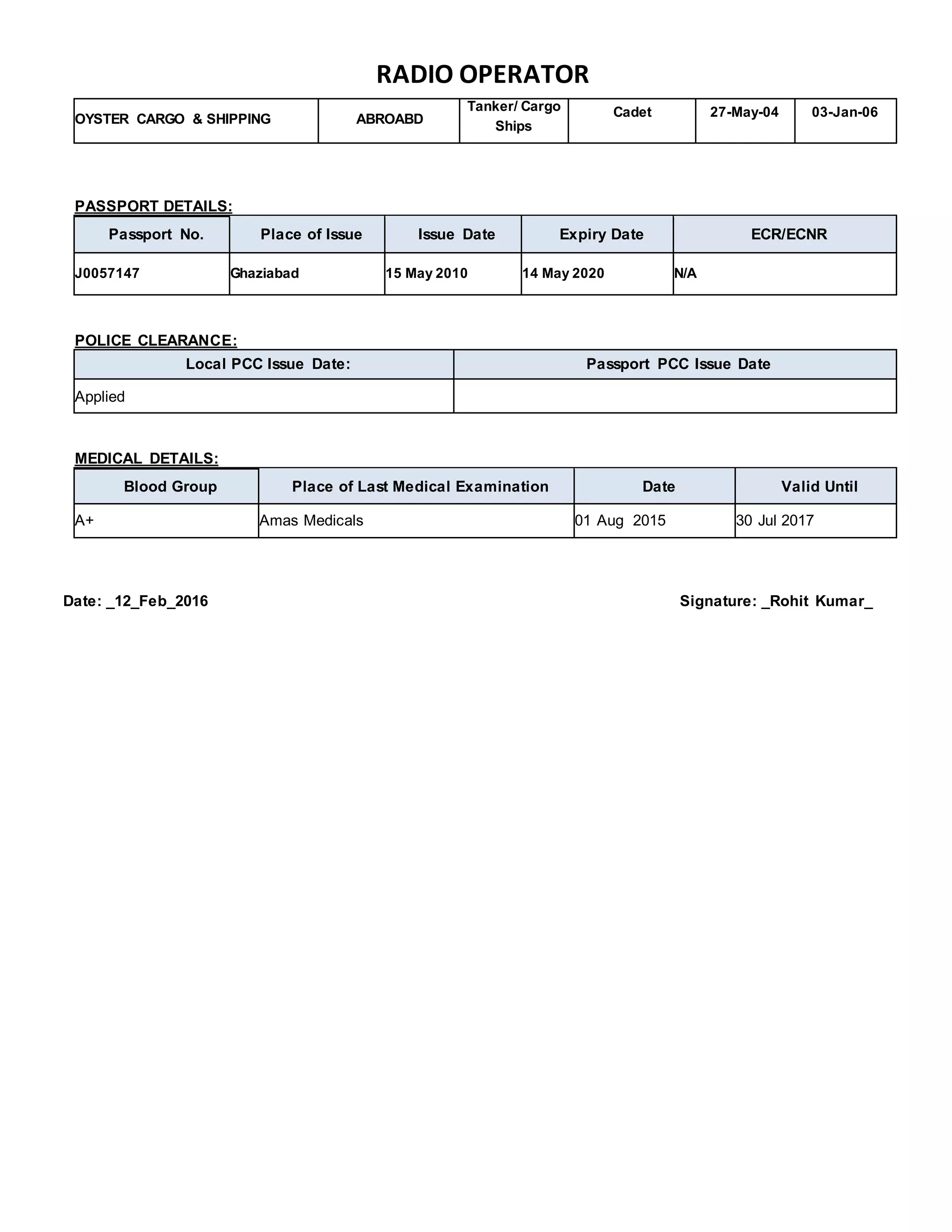 Radio Operator Resume - Rohit | DOCX | Scuba Diving | Extreme Sports