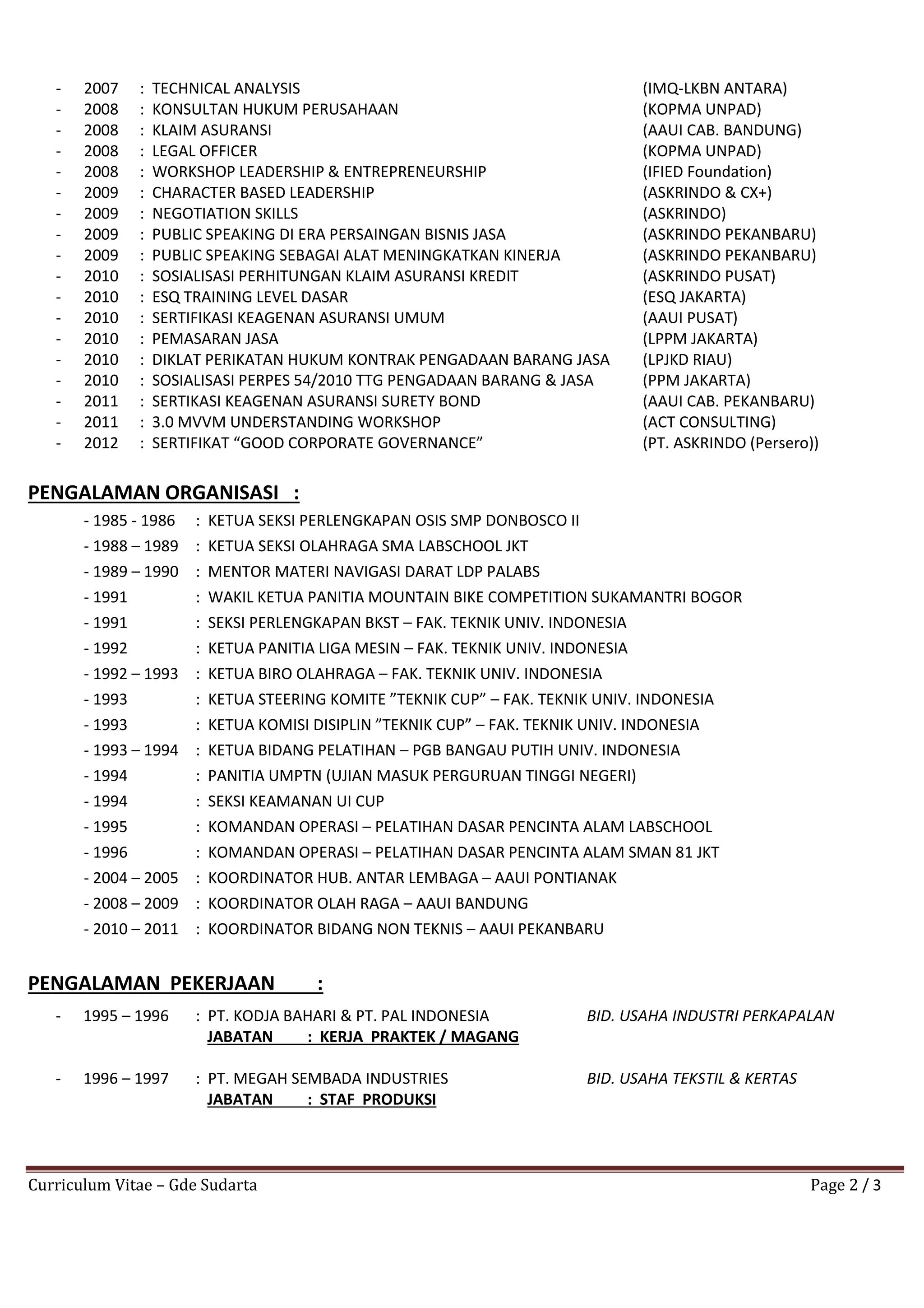 CV Gde terakhir | PDF